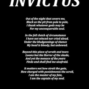 Invictus Poem by William Ernest Henley, Typography Print, Poetry as ...