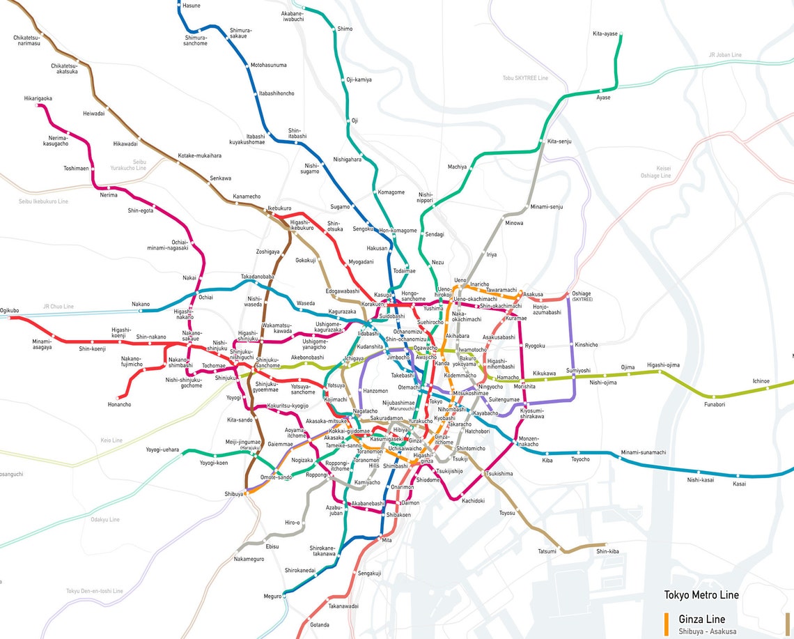 Tokyo Metro Subway System Map Print Japan Travel Poster - Etsy UK