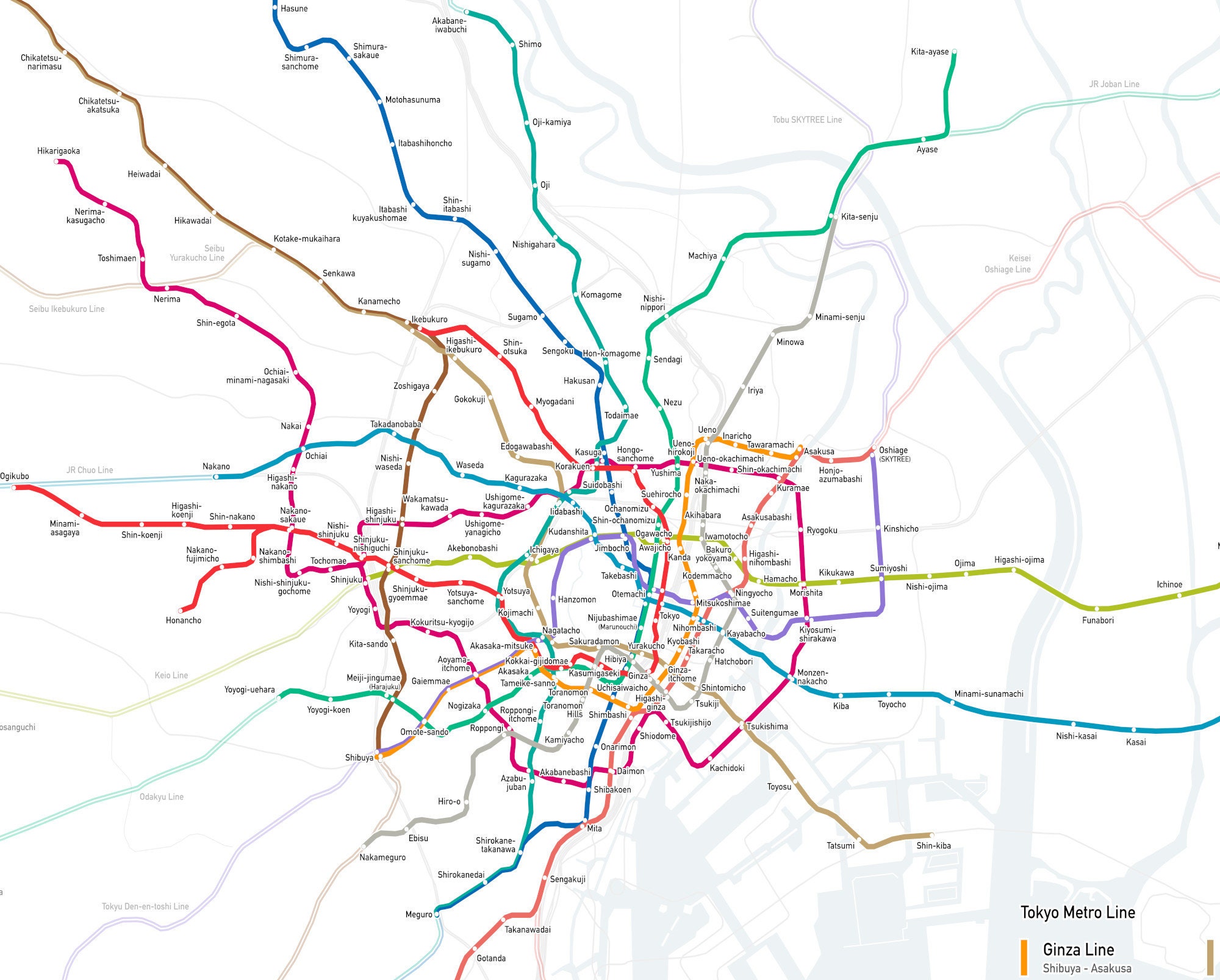 Tokyo Metro Subway System Map Print Japan Travel Poster - Etsy UK