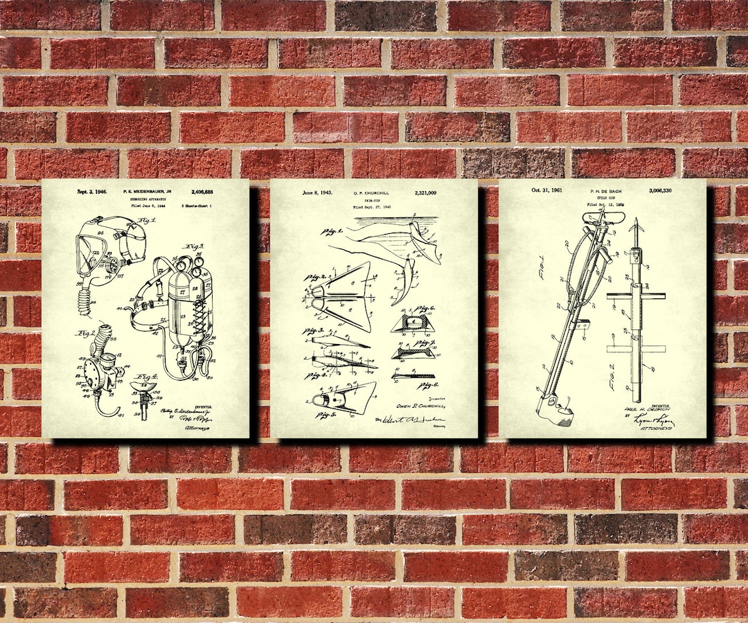 Scuba Diving Poster Set 3 Dive Posters, Diver Gift, Scuba Tanks, Spear ...