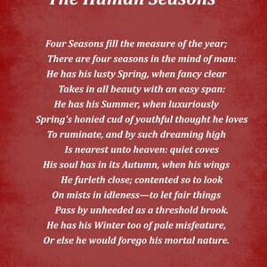 The Human Seasons Poem by John Keats, Typography Print - Etsy UK