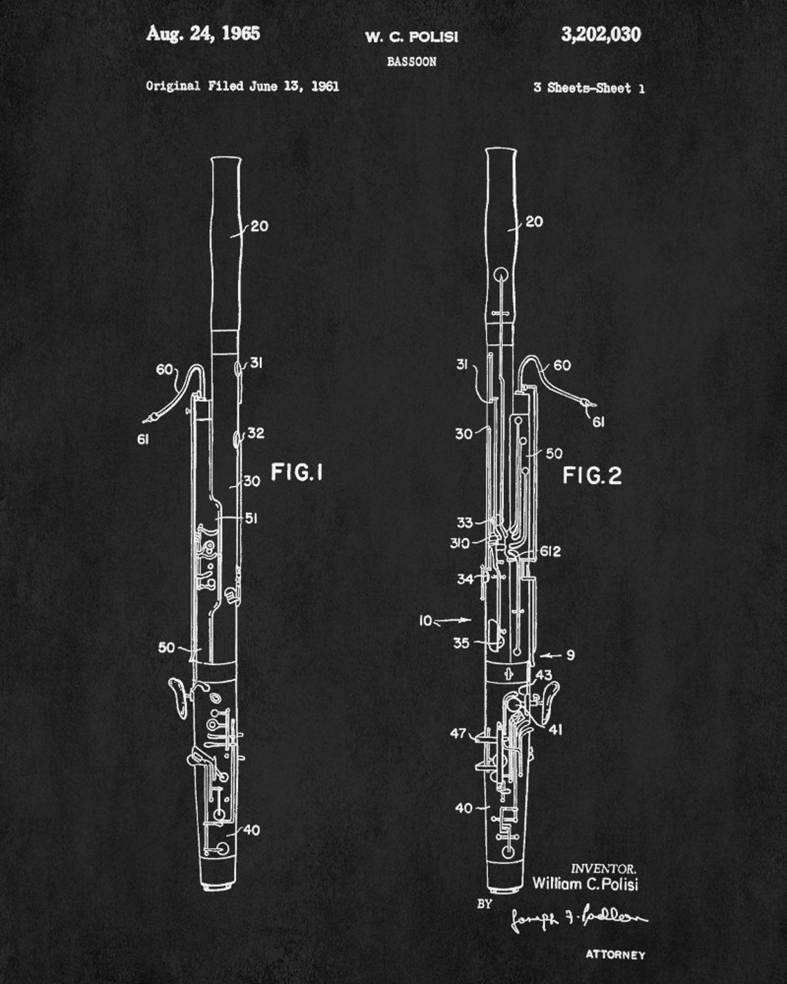 Bassoon Patent Print Musician Gift Musical Instruments | Etsy