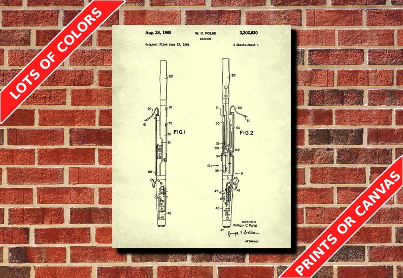 Bassoon Patent Print Musician Gift Musical Instruments - Etsy