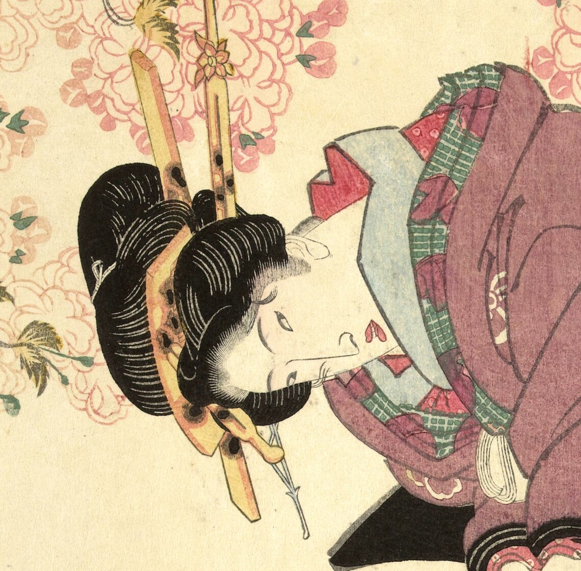 Keisai Eisen Japanese Art Print : Beauty in a Spring Storm - Etsy