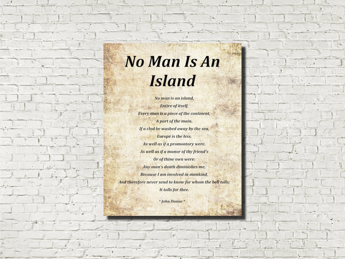 No Man is an Island Poem by John Donne, Typography Print - Etsy UK