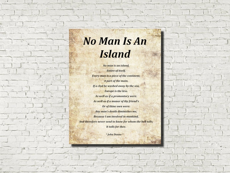 No Man is an Island Poem by John Donne, Typography Print - Etsy UK