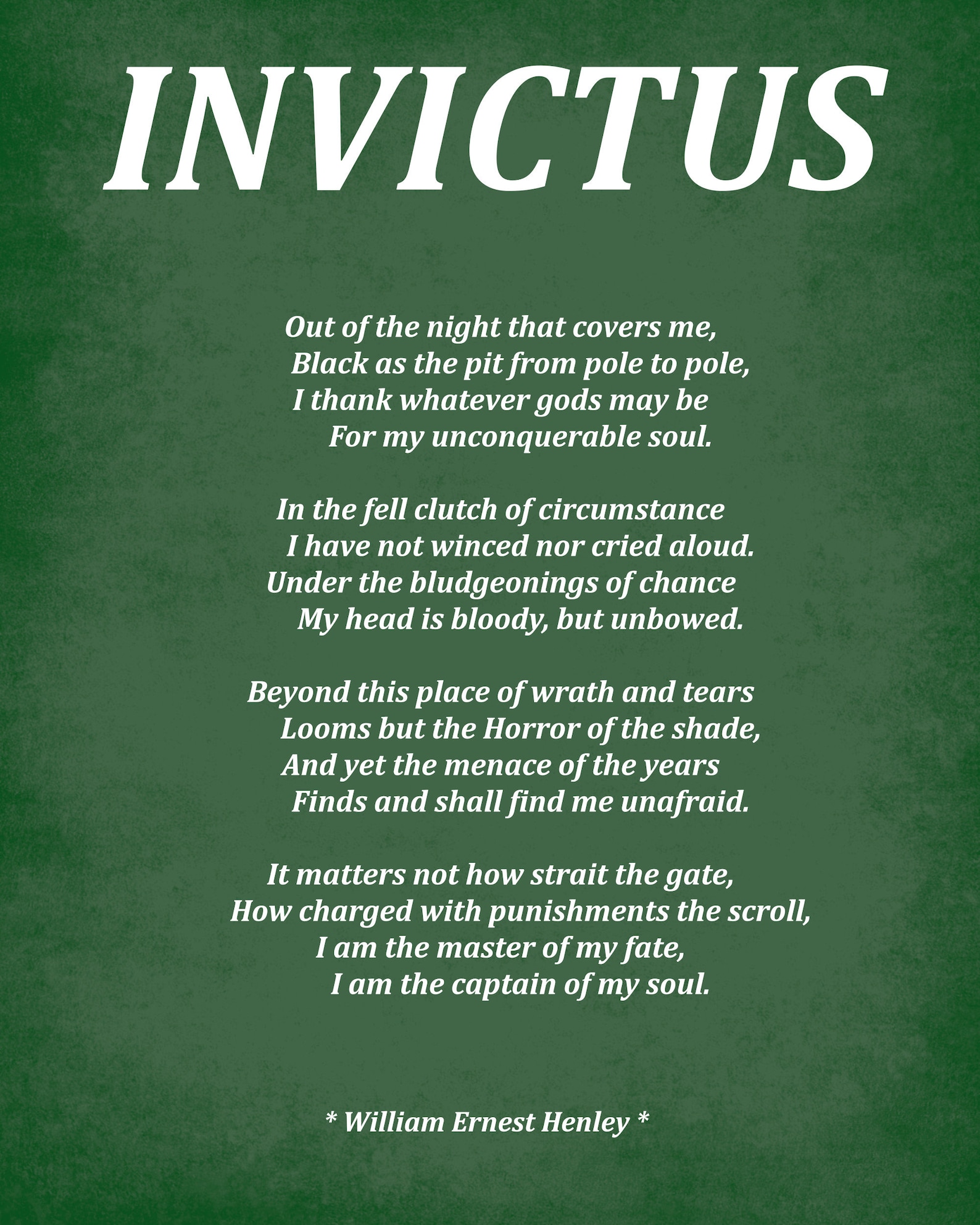 Invictus Poem by William Ernest Henley, Typography Print, Poetry as ...