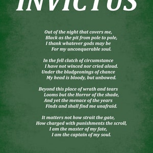 Invictus Poem by William Ernest Henley, Typography Print, Poetry as ...