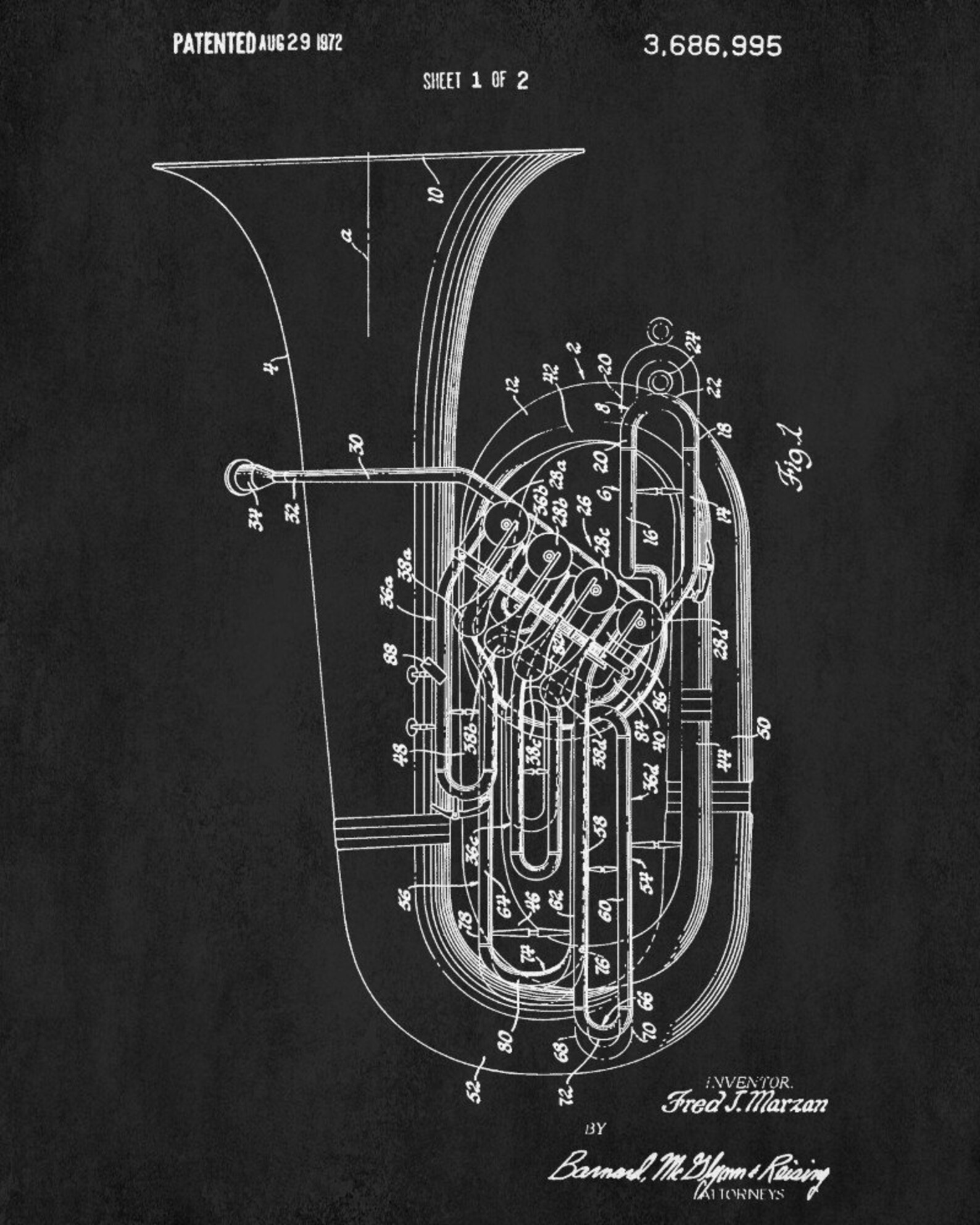 Tuba Patent Print Musician Gift Orchestral Instruments | Etsy