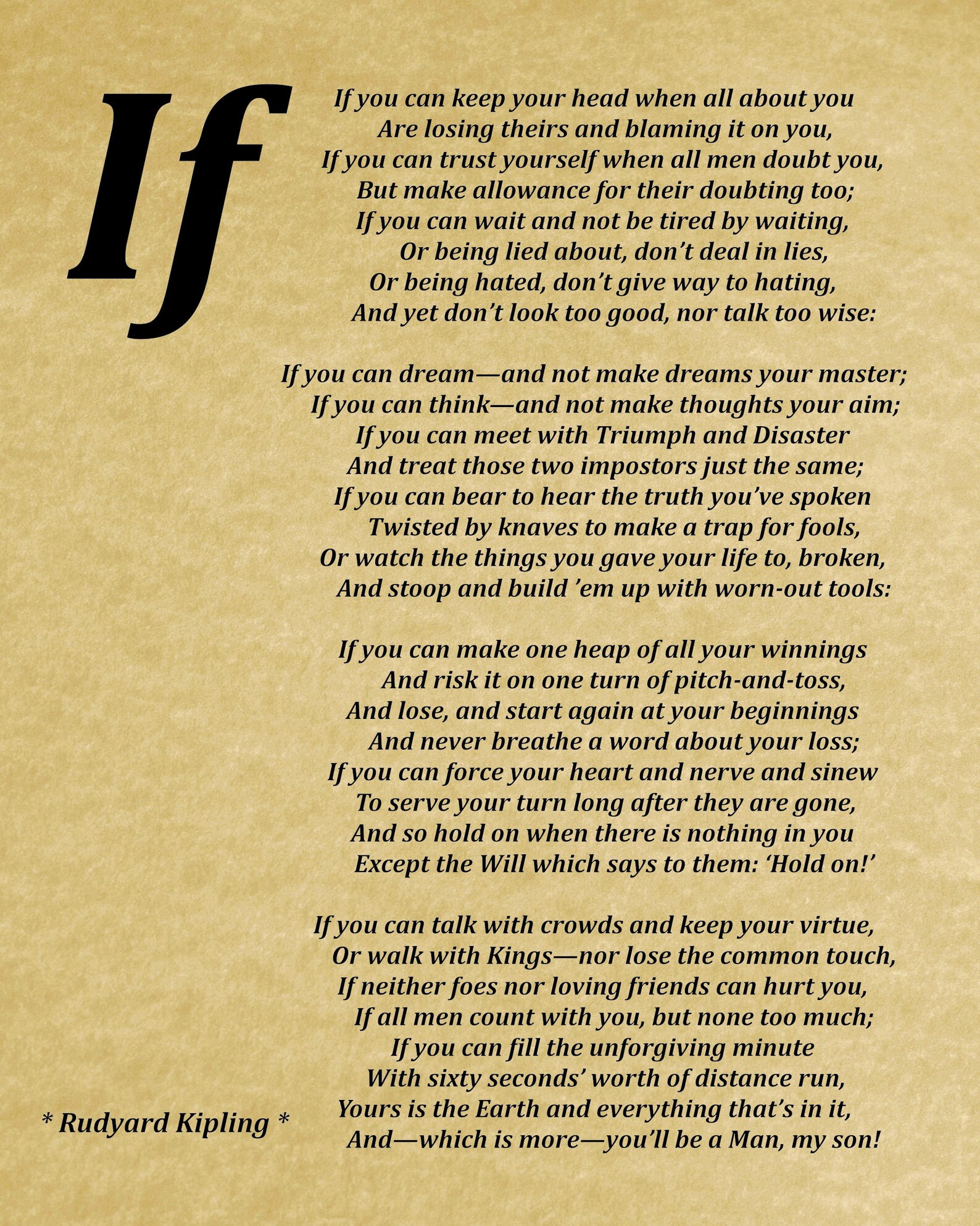 If Poem by Rudyard Kipling, Typography Print - Etsy