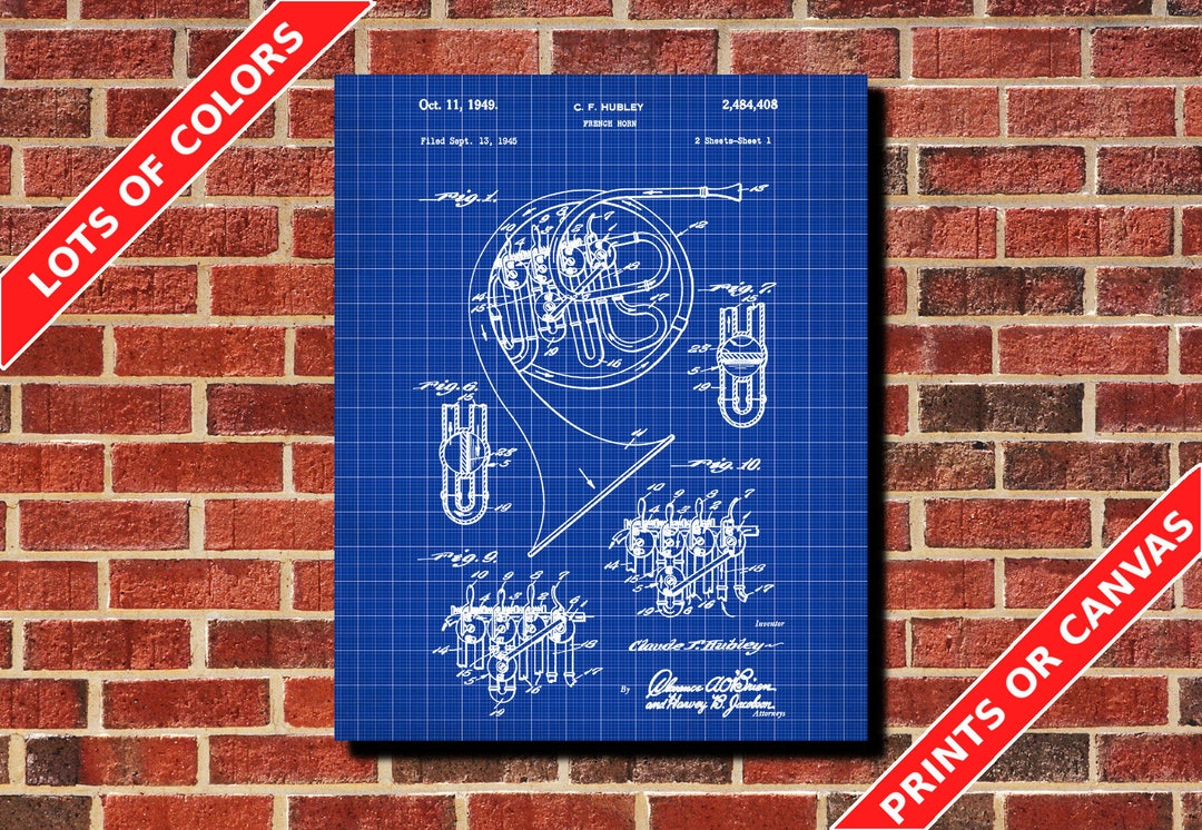 French Horn Patent Print Musical Instrument Poster - Etsy