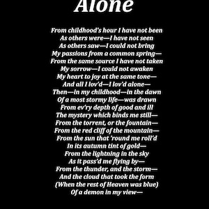 Alone Poem by Edgar Allan Poe, Typography Print - Etsy