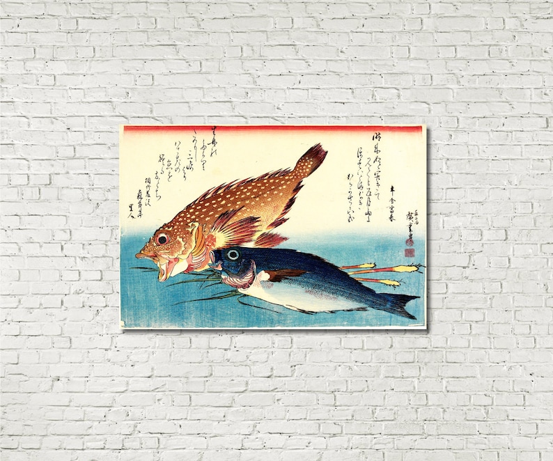 Japanese Art Print : Scorpion Fish & Isaki Painting, Hiroshige, Ukiyo-e ...