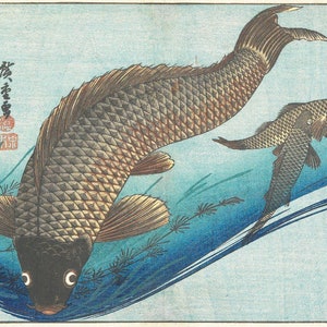 Japanese Art, Fish Prints Set 9 Hiroshige Fisherman Gift Restaurant ...