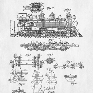 Steam Train Poster, Locomotive Patent Print - Etsy