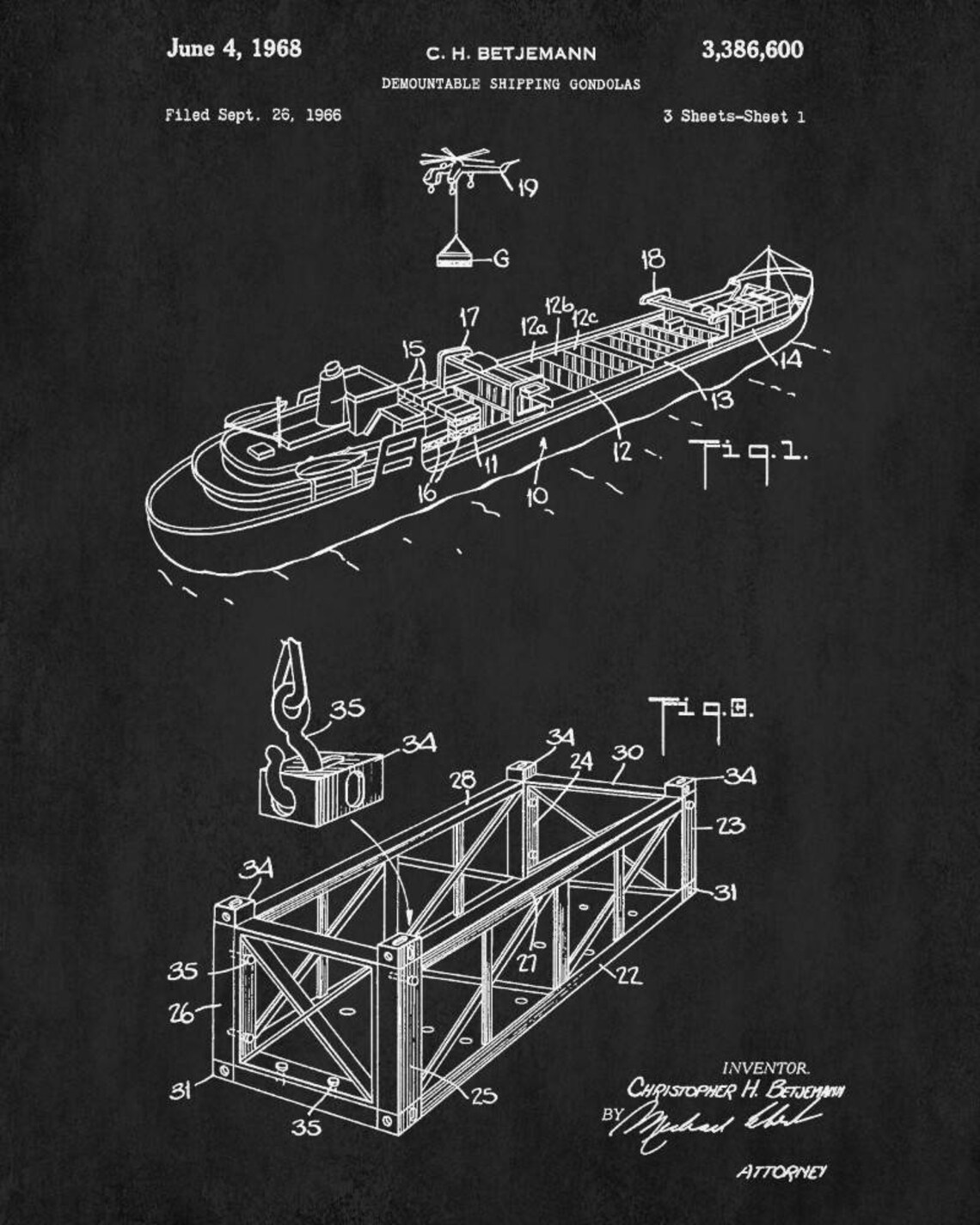 Shipping Container Patent Print - Etsy