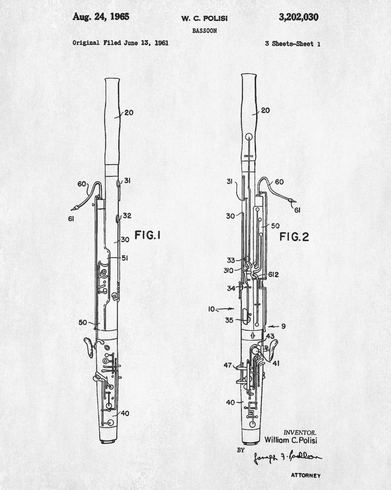 Bassoon Patent Print Musician Gift Musical Instruments - Etsy