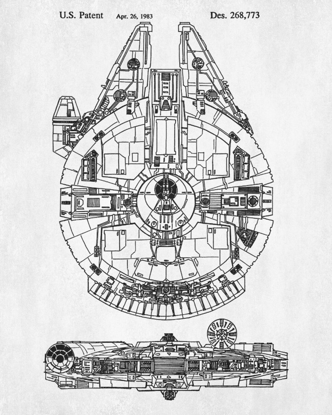 Millennium Falcon Blueprint Poster - Etsy