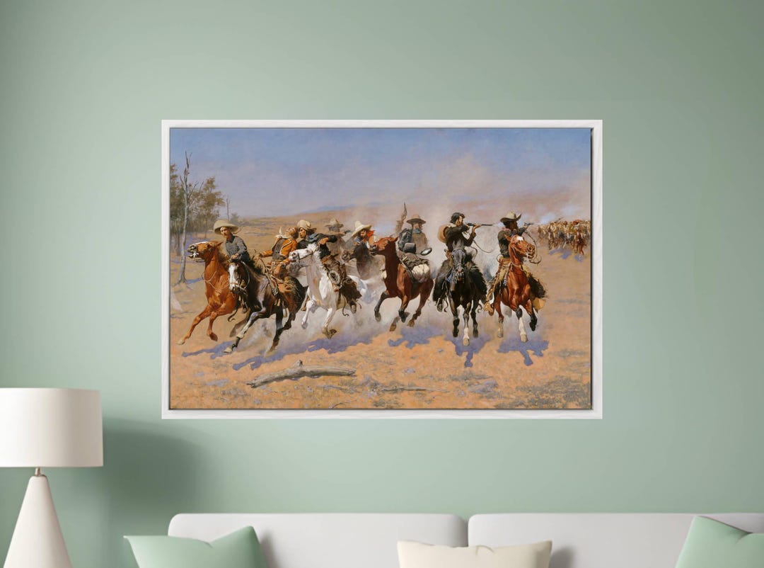 A Dash for the Timber Framed Canvas Panel | Frederic Remington Wild ...