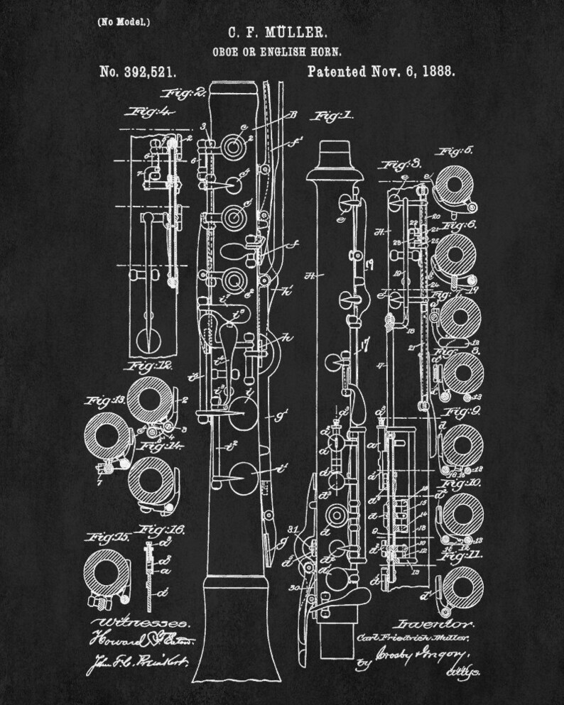 Oboe Patent Print, Musical Instruments Poster Orchestra - Etsy UK