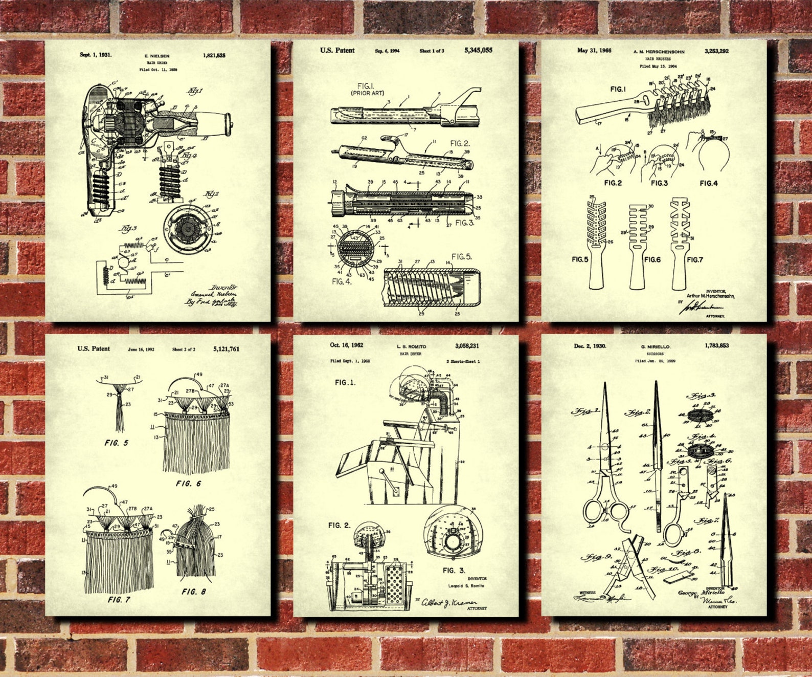 Hair Salon Patent Print Set 6 Posters - Etsy