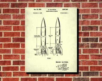 Nuclear Rocket Patent Print Art 1968 - Etsy