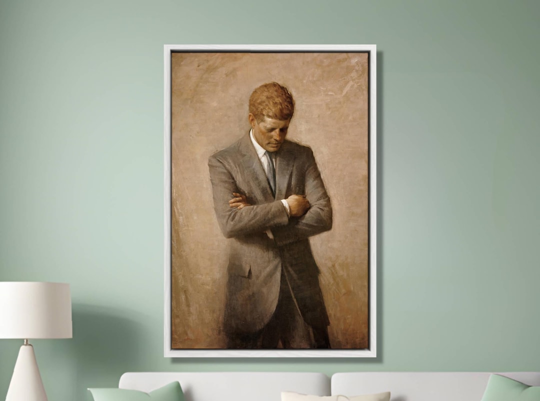 John F Kennedy Framed Canvas Panel | Aaron Shikler President Portrait ...