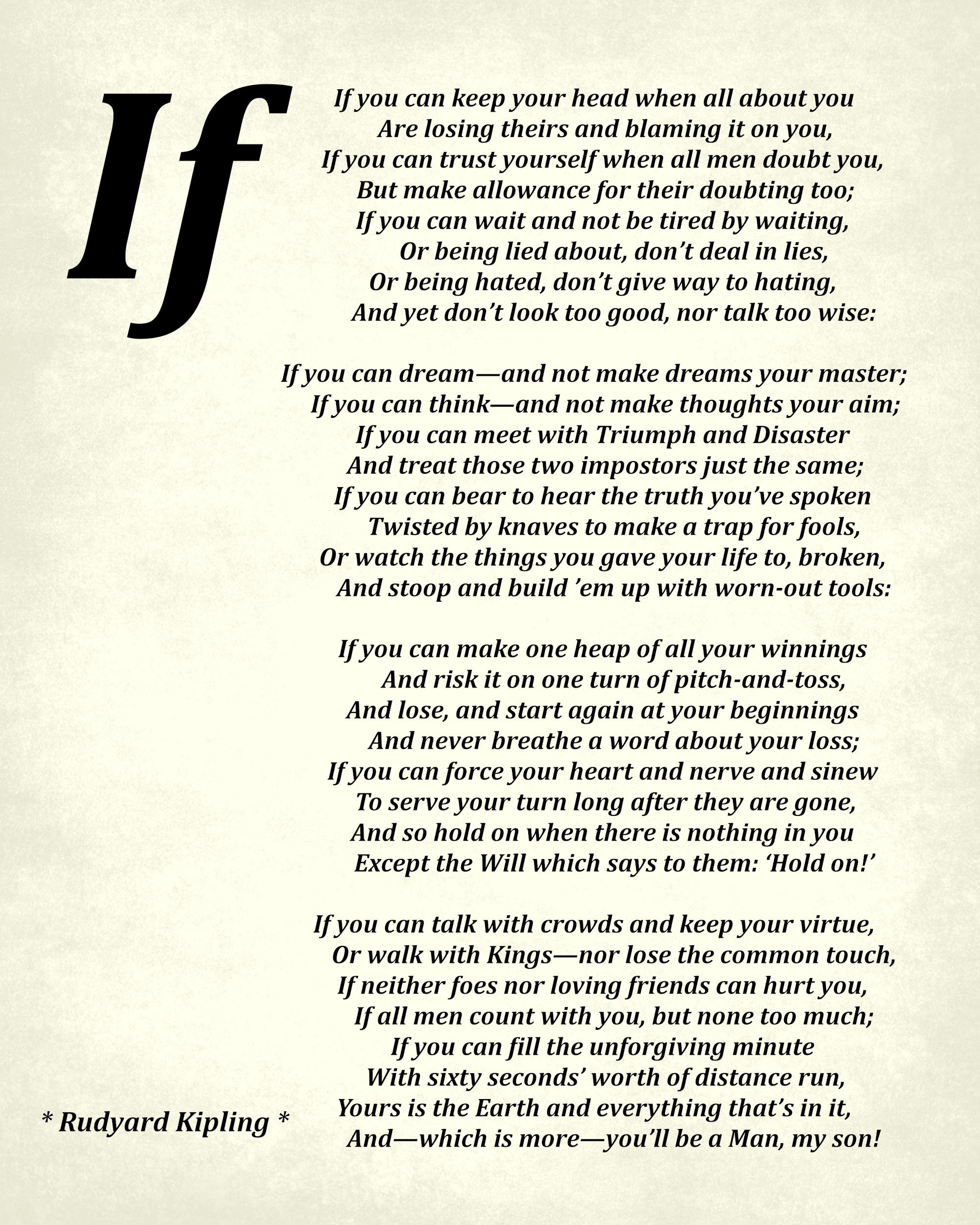 If Poem by Rudyard Kipling Typography Print | Etsy