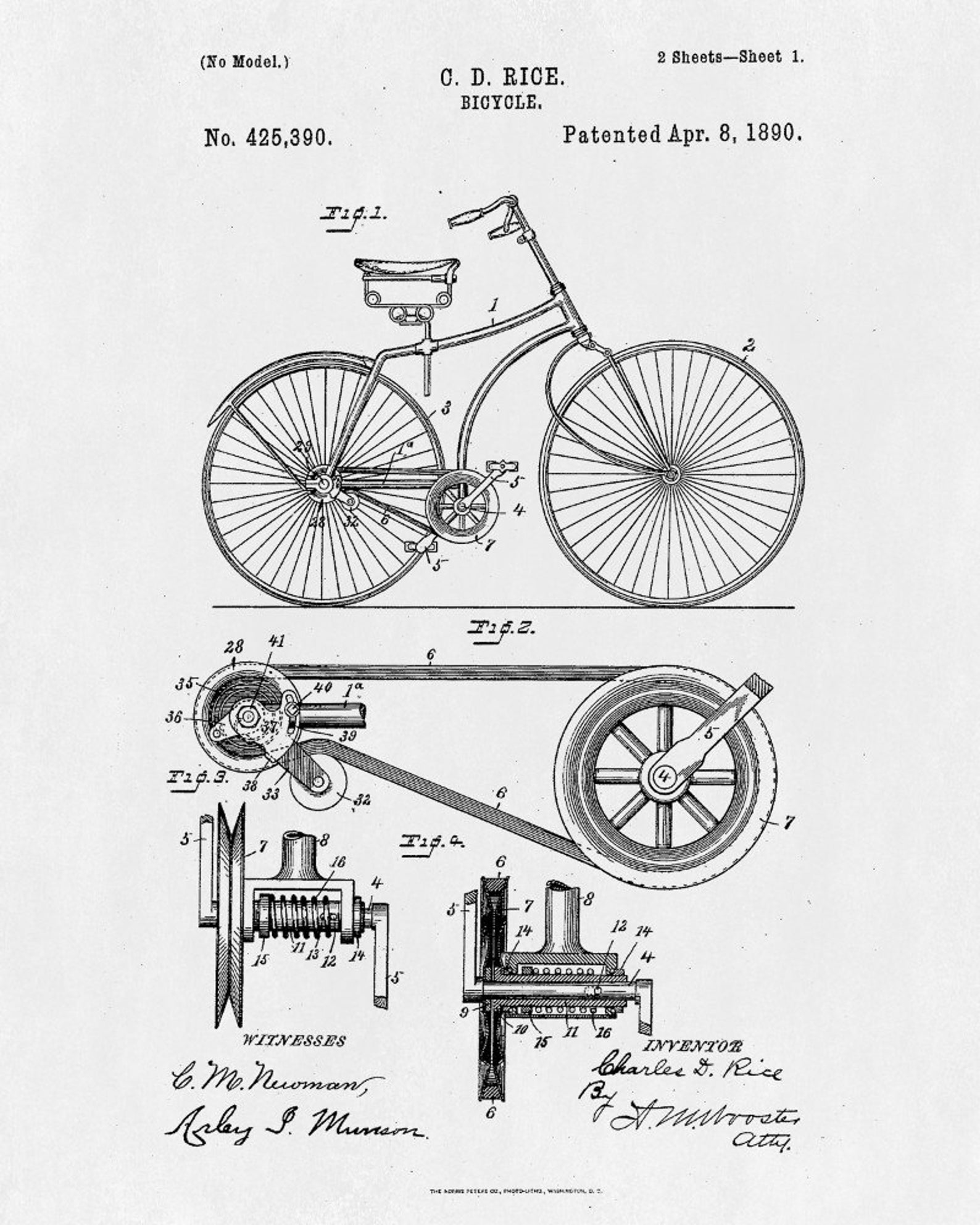 Vintage Bicycle Patent Print Poster - Etsy