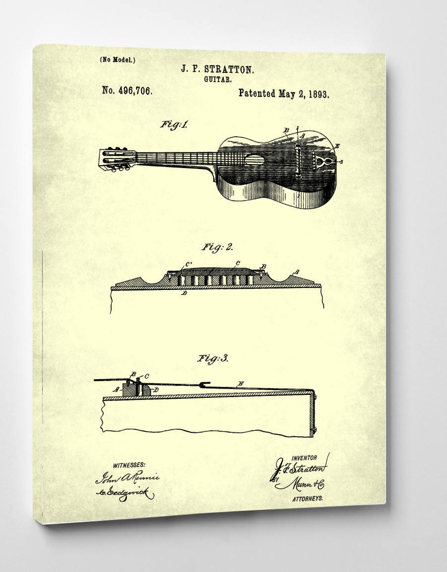 Acoustic Guitar Patent Print Musical Instrument Poster | Etsy