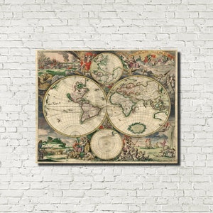 World Map 1689 Vintage Illustration Reproduction Print - Etsy