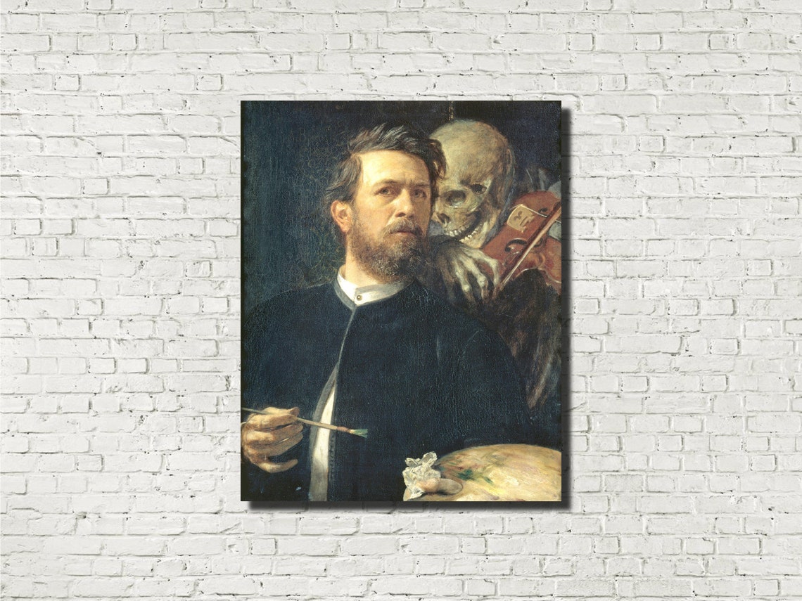 Arnold Bocklin Fine Art Print, Self Portrait With Fiddling Skeleton - Etsy