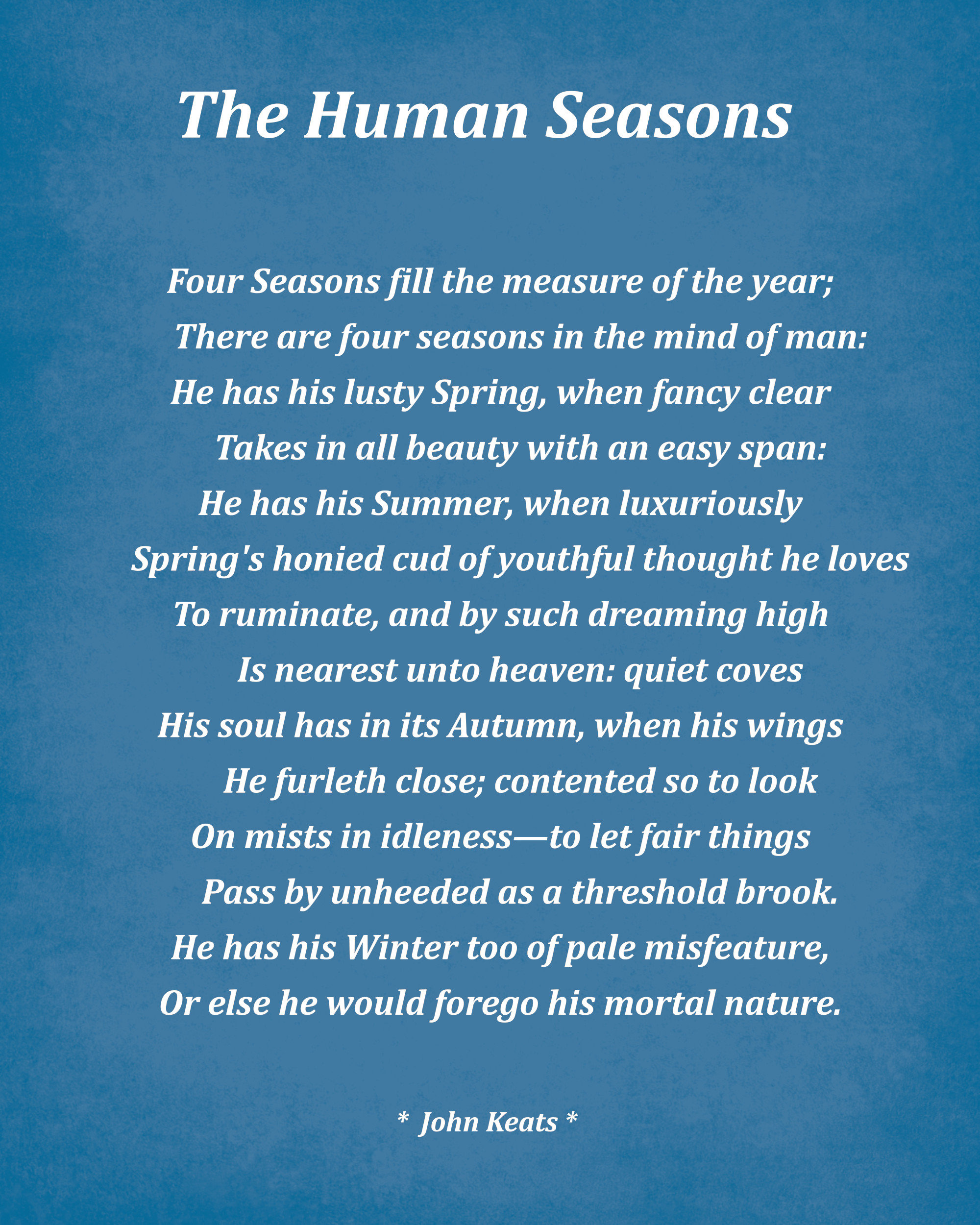 The Human Seasons Poem by John Keats Typography Print - Etsy UK