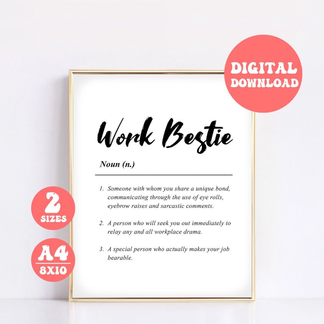 Work Bestie Definition Print, Coworker Leaving Poster, Colleague Gift ...