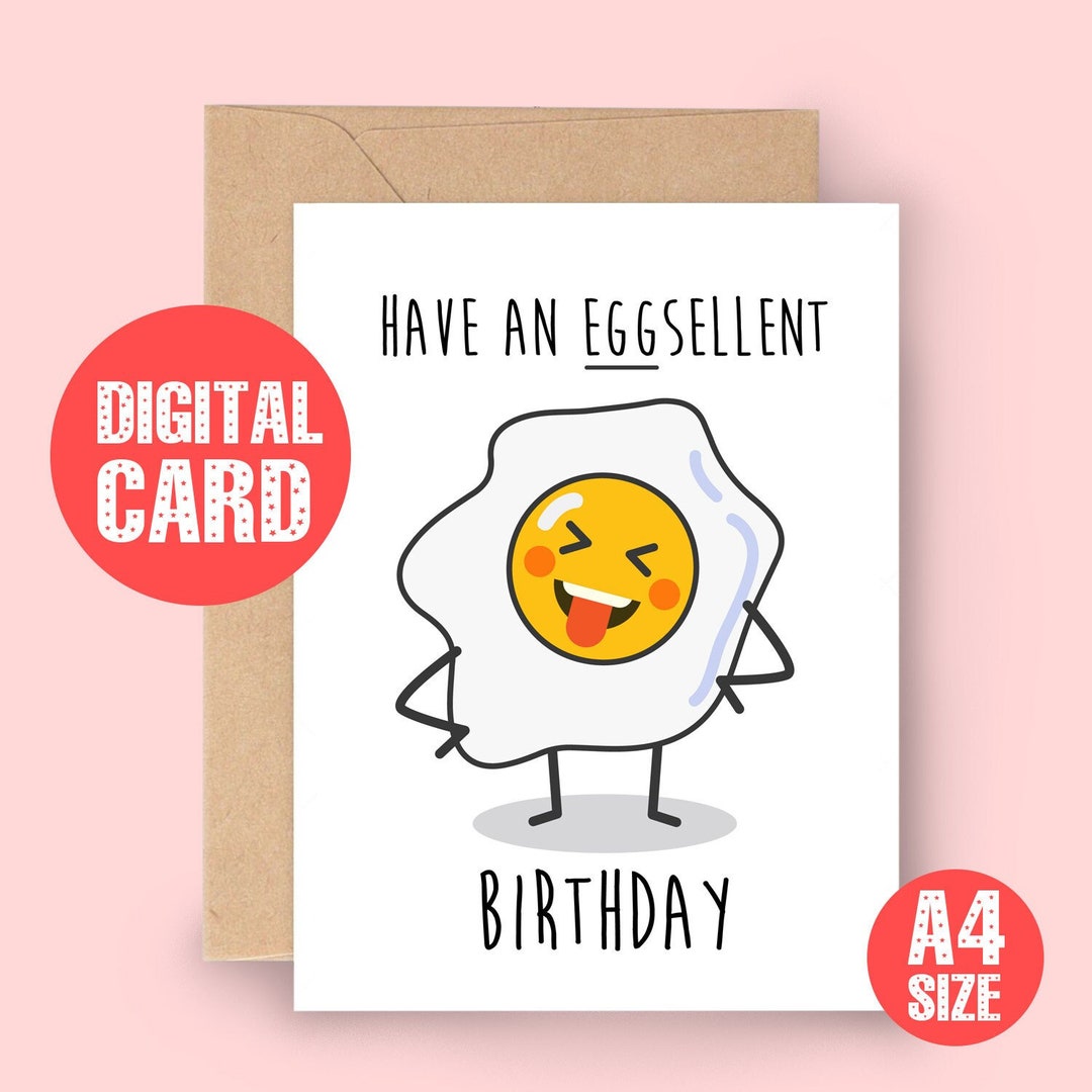 Egg Birthday Card, Vegan Birthday Card, Cute Egg Birthday Card, Funny ...