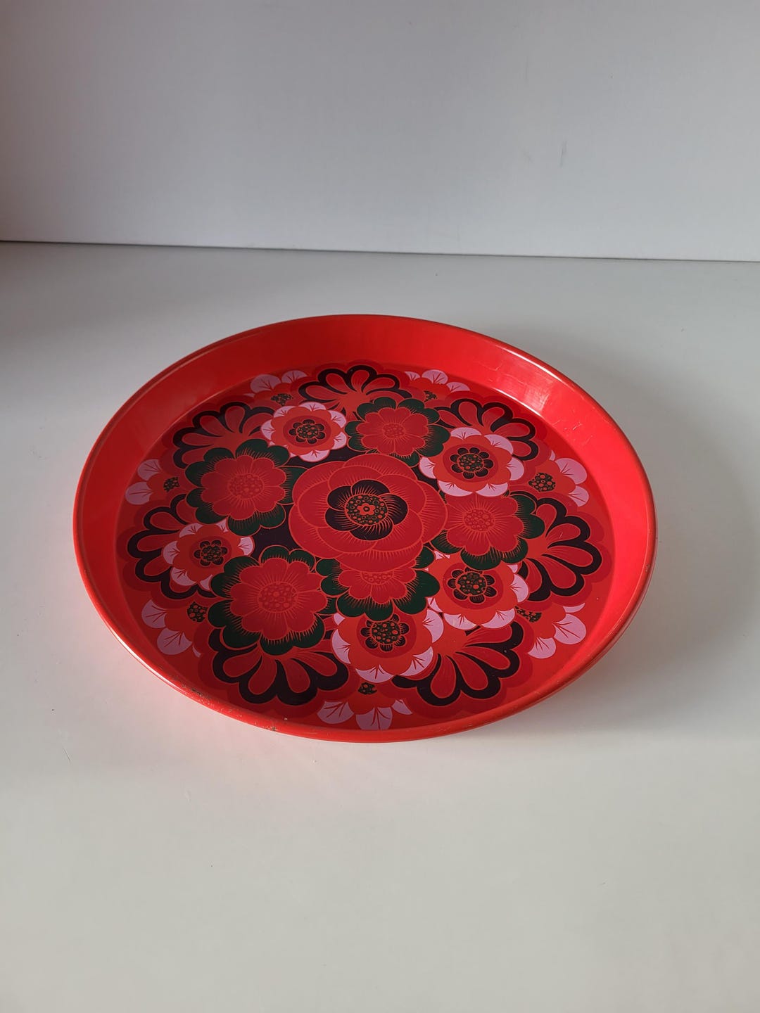 WORCESTER WARE Tray, Designed by Pat Albeck, Red With Flowers - Etsy