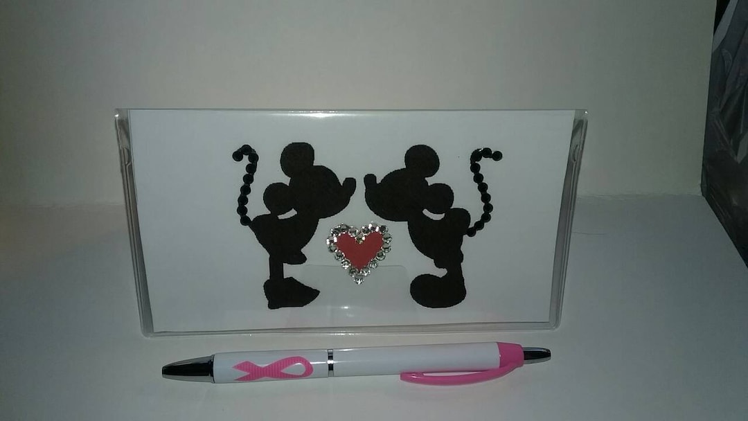 Custom Designed Kissing Minnie and Mickey Mouse Checkbook Cover With ...
