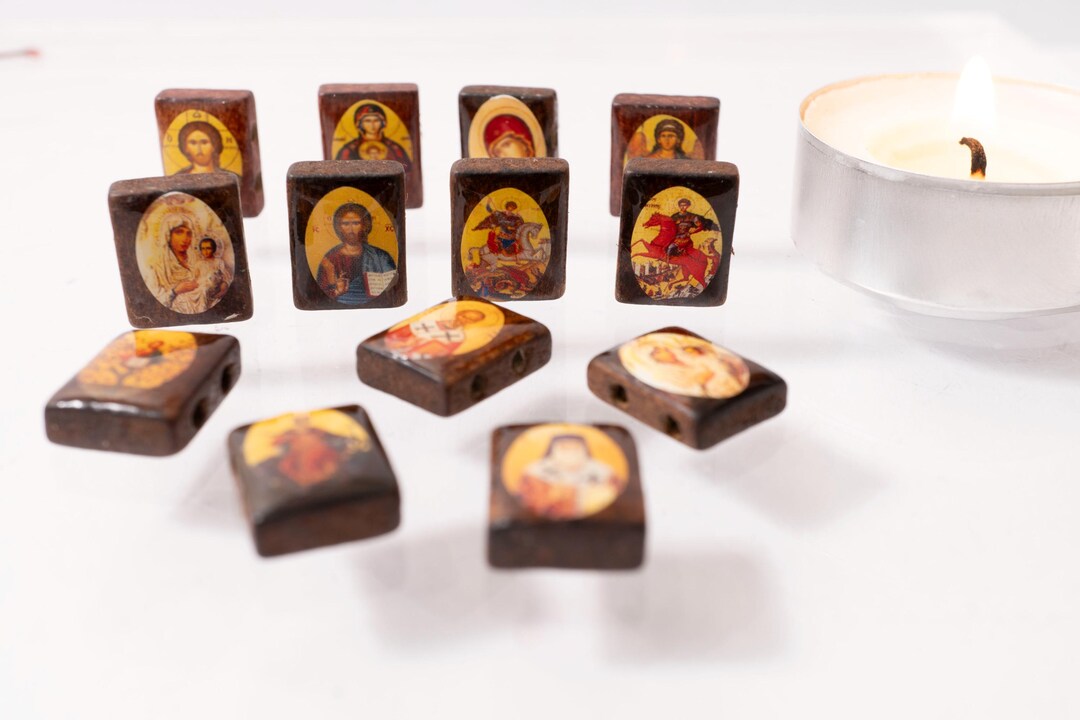 10 Tiny Christians Wooden Icon to Make Your Own Jewlery - Handmade ...