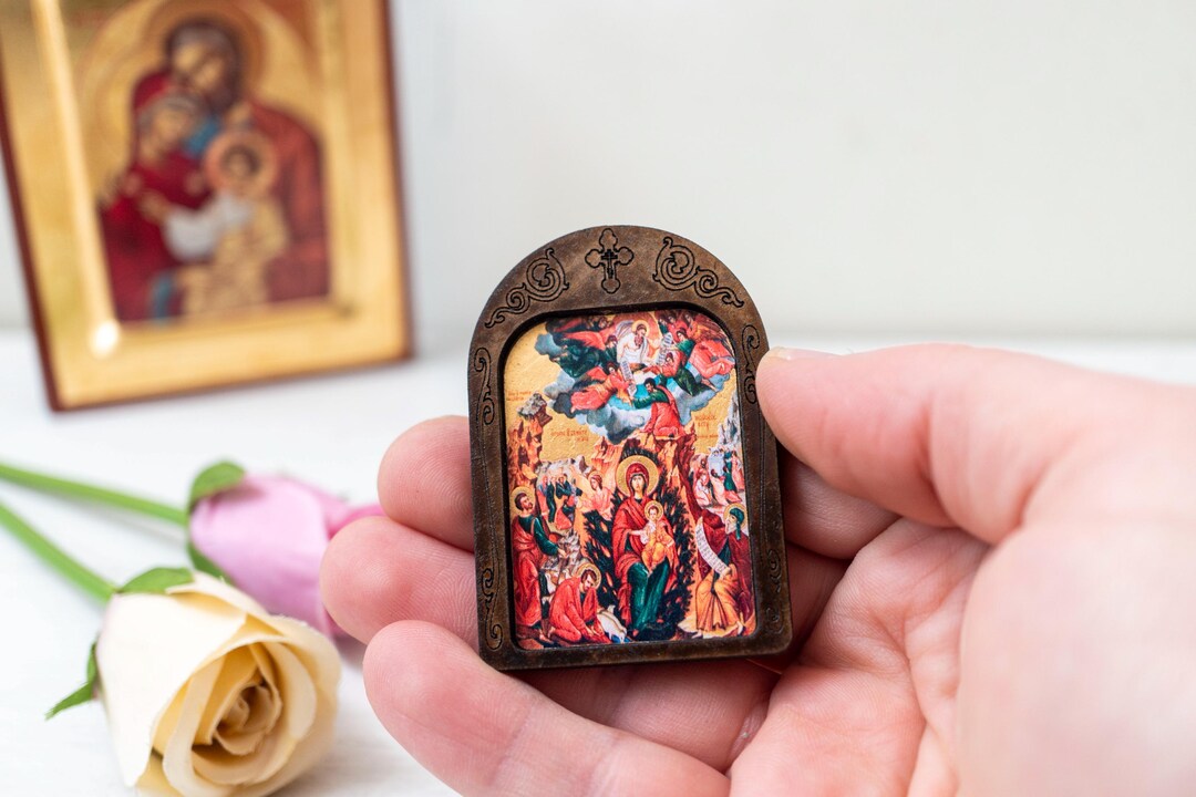 Holy Virgin Mary of the Burning Bush, Compact Wooden Icon Handcrafted ...