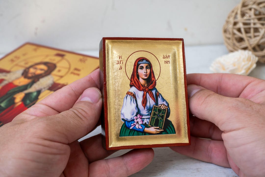 Saint Daphne Dymphna Santa Dinfna Premium Handmade Icon With Golden ...
