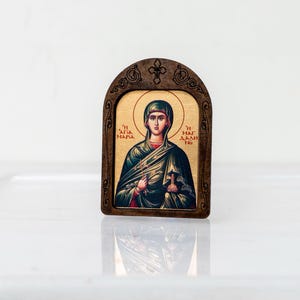 Saint Magdalene Handmade Wooden Icon on Silk Canvas Pocket Icon - Etsy