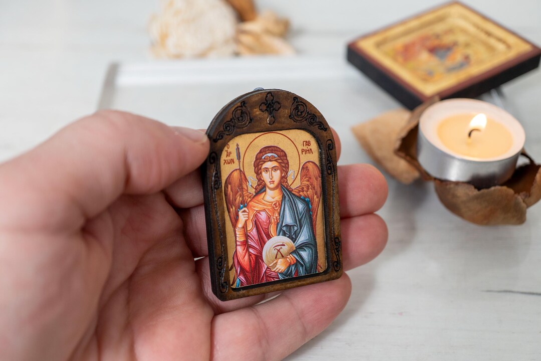 Archangel Gabriel - Saint Gabriel Compact Wooden Icon Handcrafted on ...