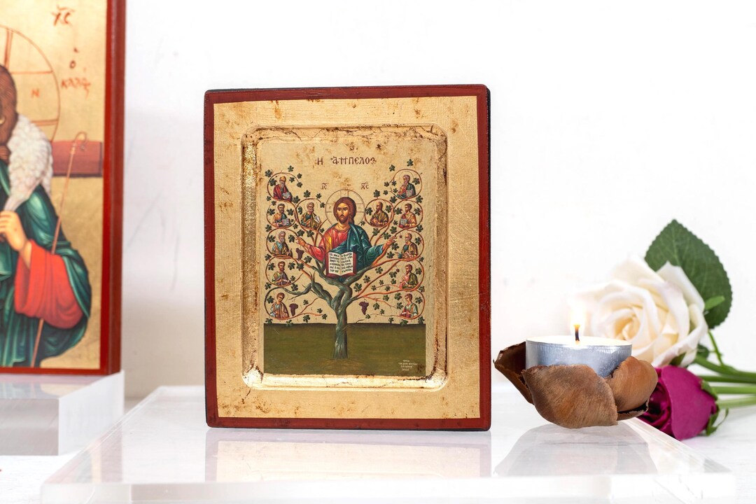Jesus Christ the True Vine Icon - Handcrafted Byzantine Art on Golden ...