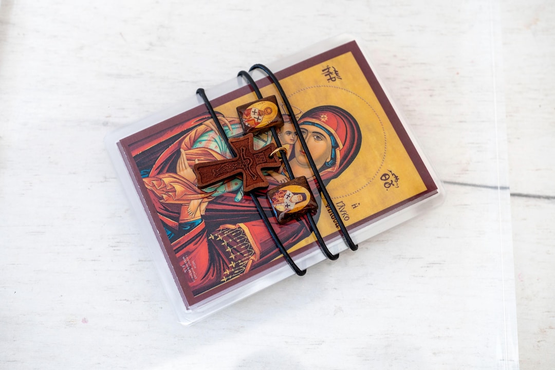 Set of 10 Laminated Prayer Icon Cards With Virgin Mary Tied With ...