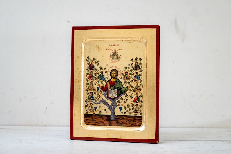 Jesus Christ the Vine Christian Icon on Gold Leaf – Handmade, Aged ...