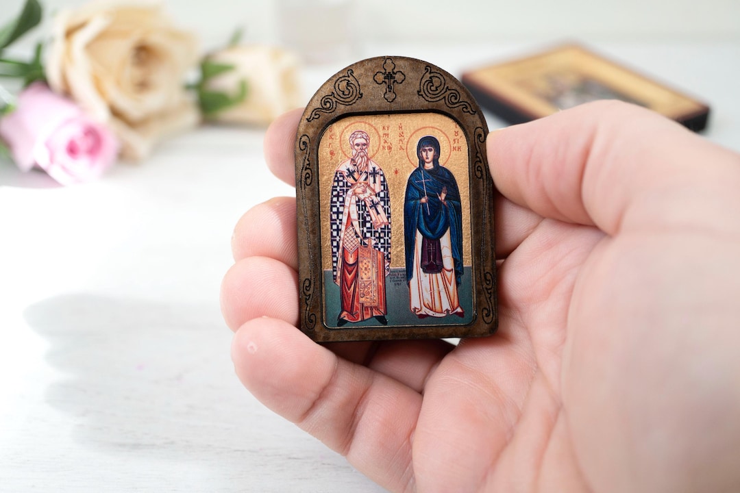 Saint Cyprian and Saint Justina Compact Wooden Christian Icon ...