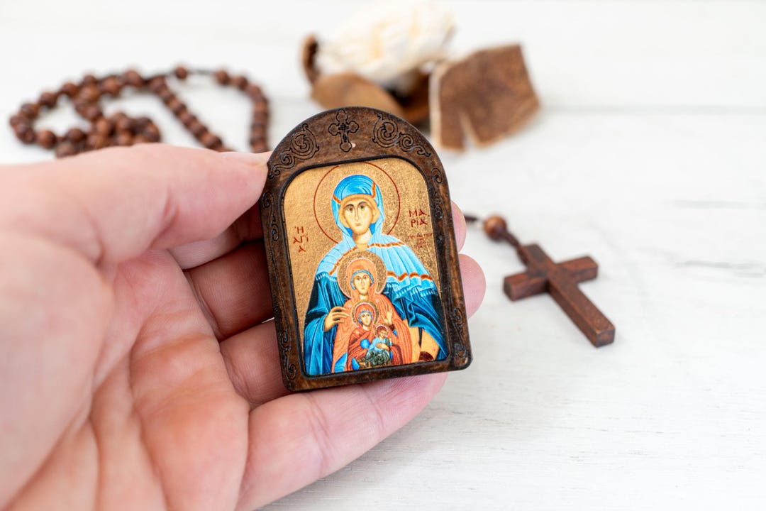 Saint Maria Icon Promitor of Virgin Mary Pocket Wooden Christian Icon ...