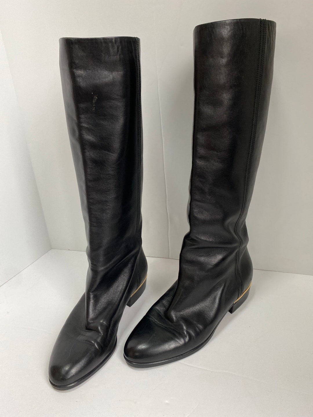Vintage Tall Black Leather Gucci Riding Boots Size 37 1/2 Women - Etsy