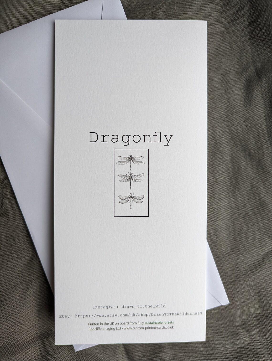 Greetings Card, Trio of Dragonflies, Pen and Ink Drawing, Wildlife Art ...