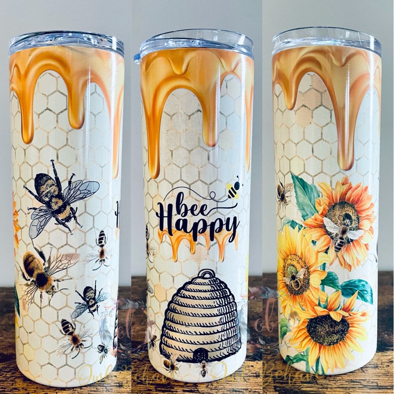 Bee Happy Tumbler – Bee Hive Sublimation Tumbler, Cute Bee Cup, Queen ...